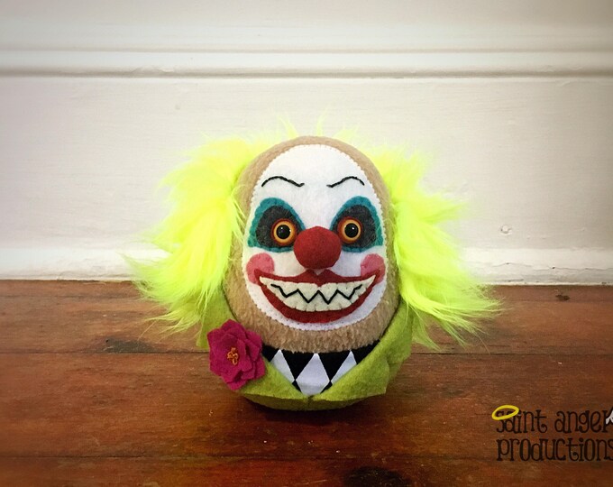 Evil Clown Plushie, Stuffed Creepy Scary Art Doll, Black Light UV ...
