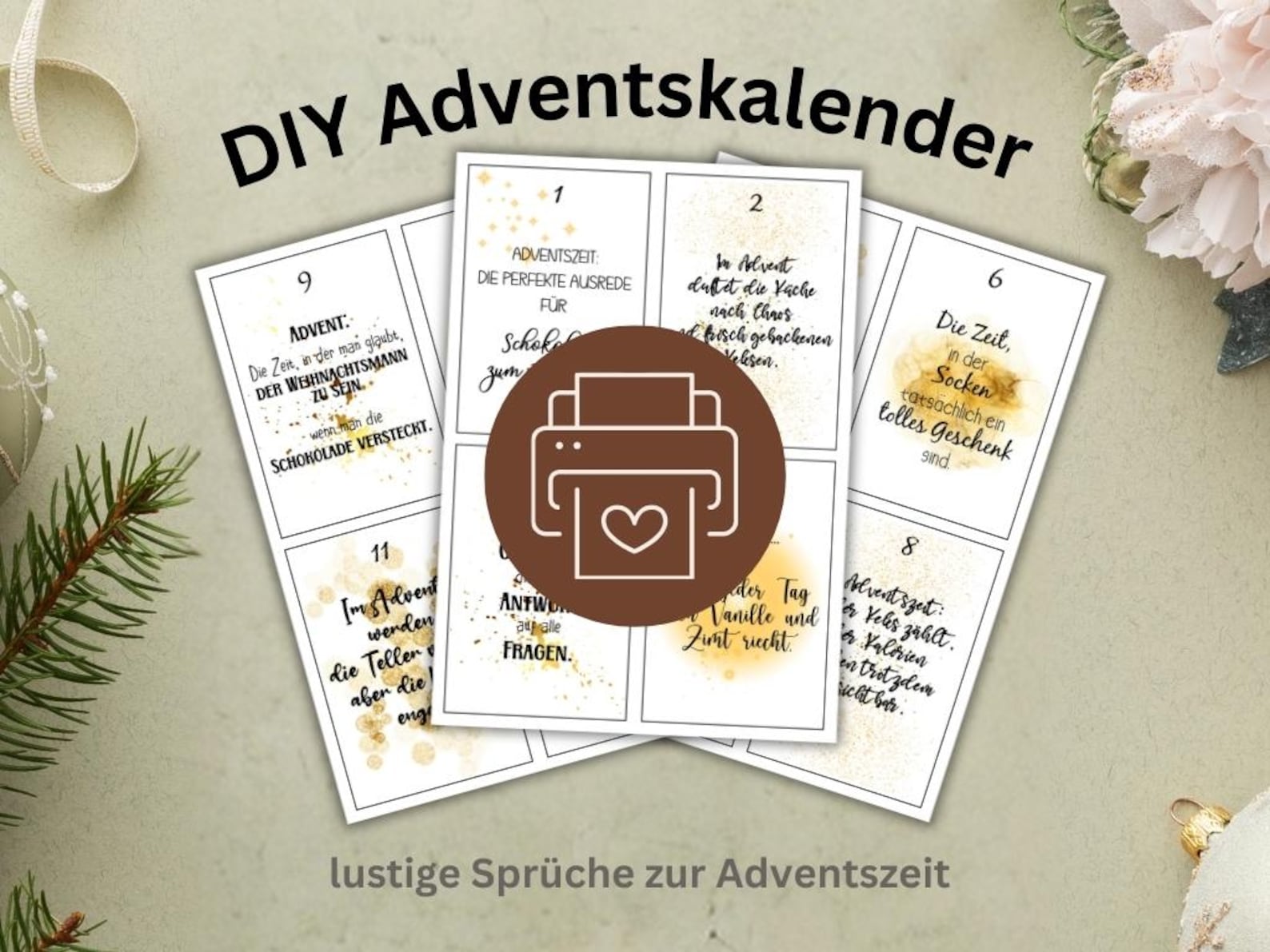 DIY Adventskalender zum Drucken | PDF "lustige Adventssprüche ...
