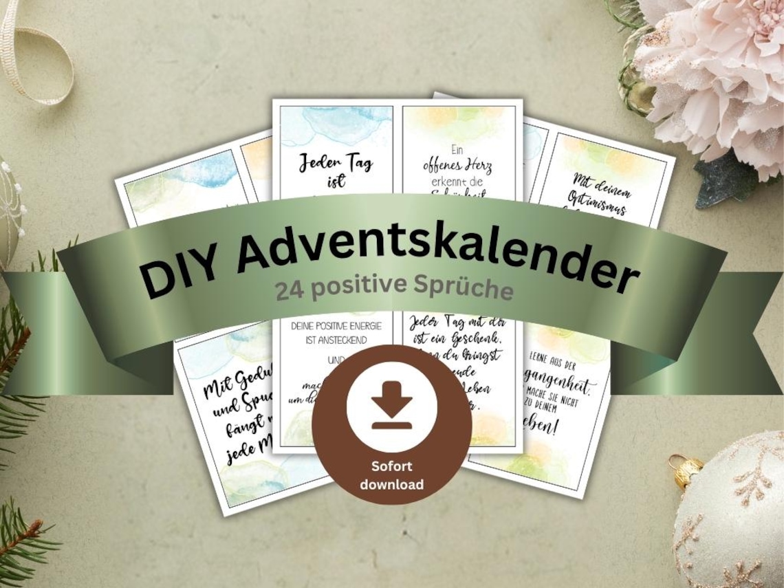 DIY Adventskalender zum Drucken | PDF "motivierende Sprüche" | Adventskarten selber machen | 24 ...