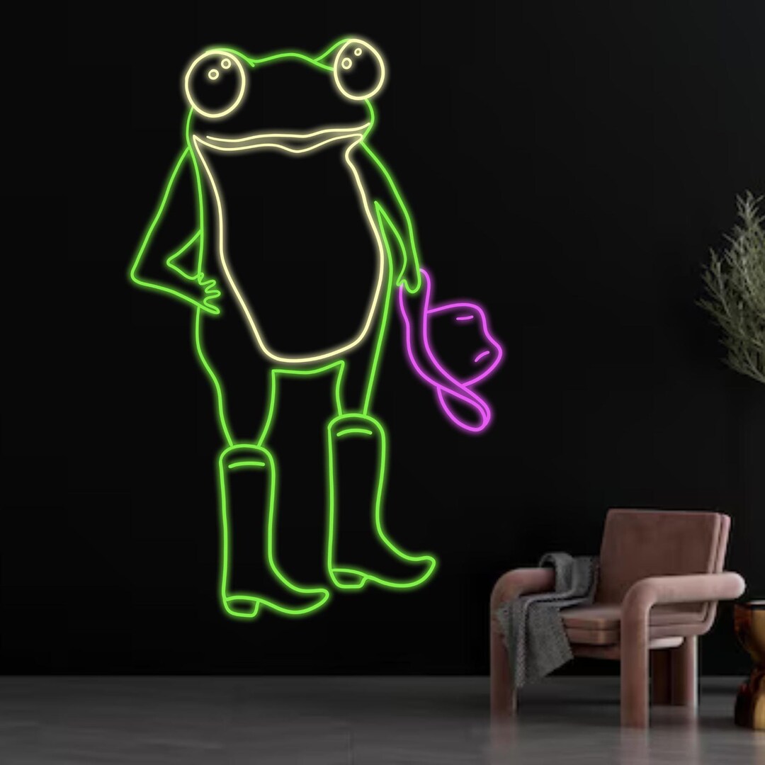 Frog Hat Neon Sign, Cowboy Frog LED Light, Cowboy LED Sign, Western ...