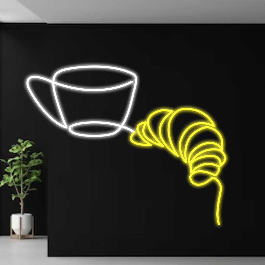 Bakery Coffee Shop Bread Croissant Neon Sign Croissant Led Neon Sign ...
