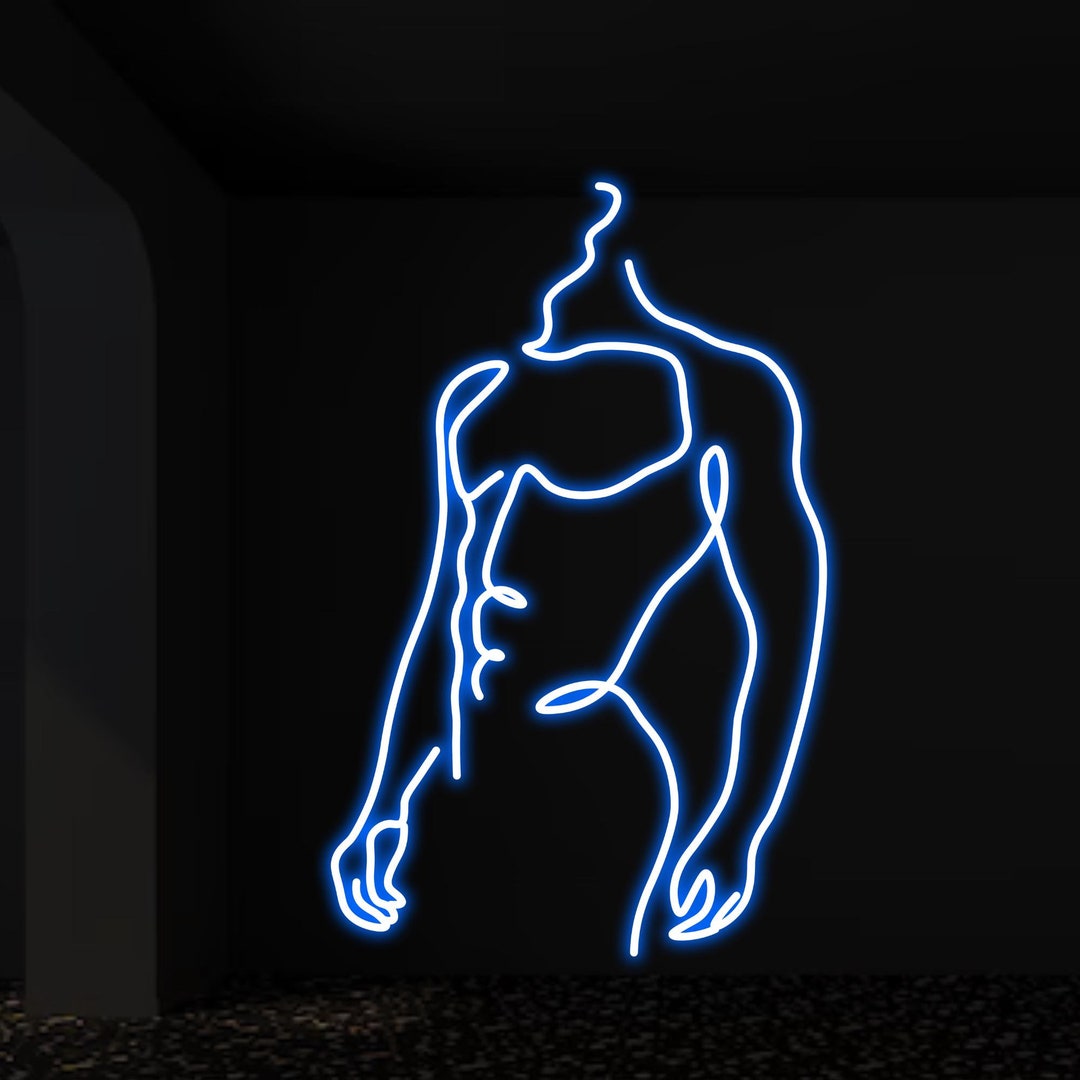 Free Delivery Gay Couple Neon Sign, Muscle Man Neon Sign, Gym Man Neon ...