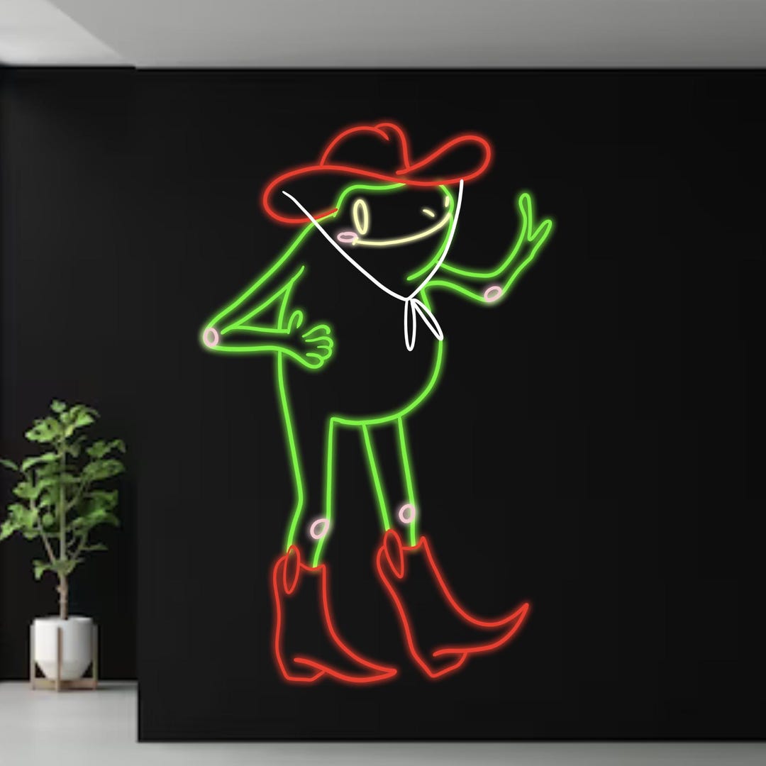 Frog Hat Neon Sign, Cowboy Frog LED Light, Cowboy LED Sign, Western ...