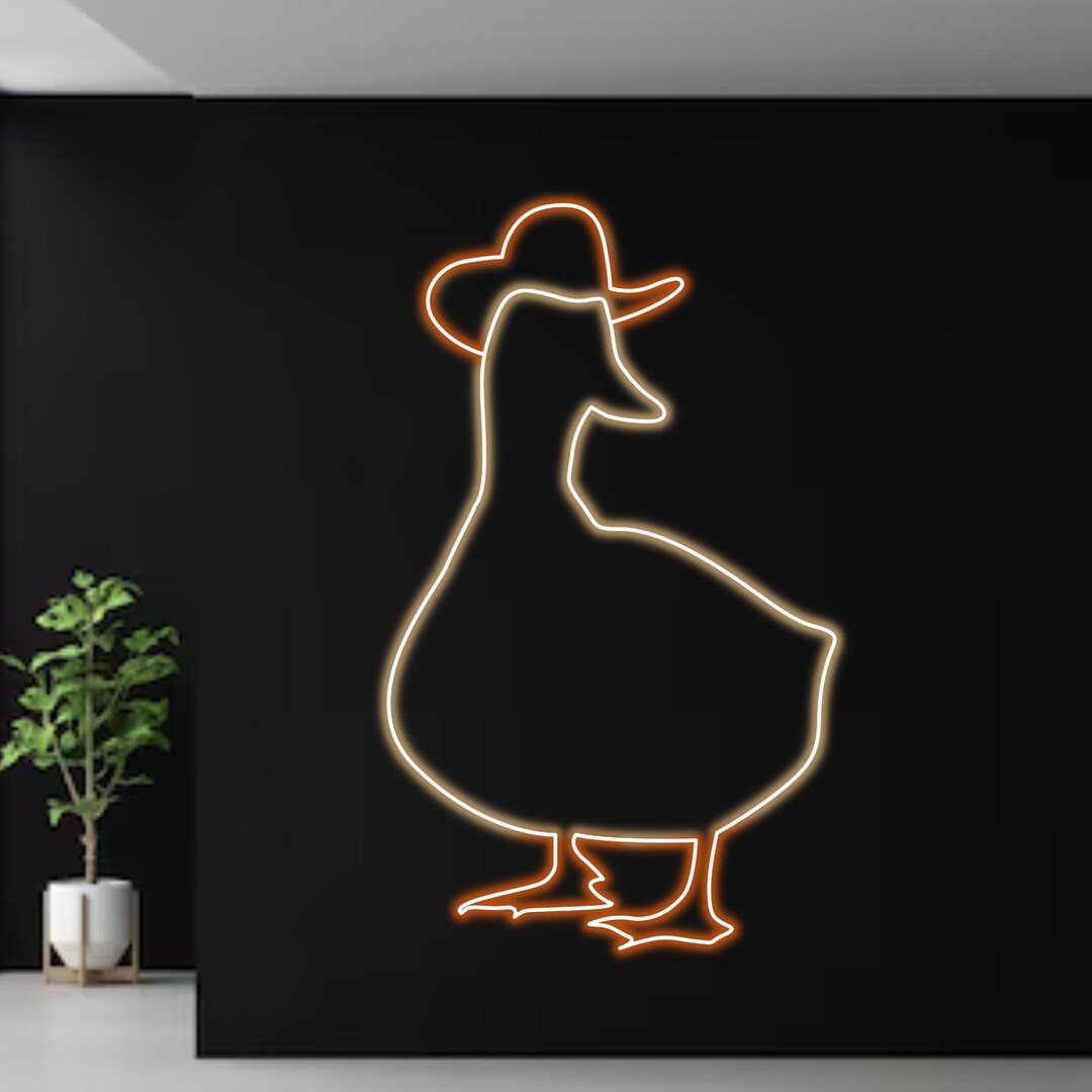 Free Delivery Duck Cowboy Neon Sign, Cute Duck LED Light, Home Deco ...