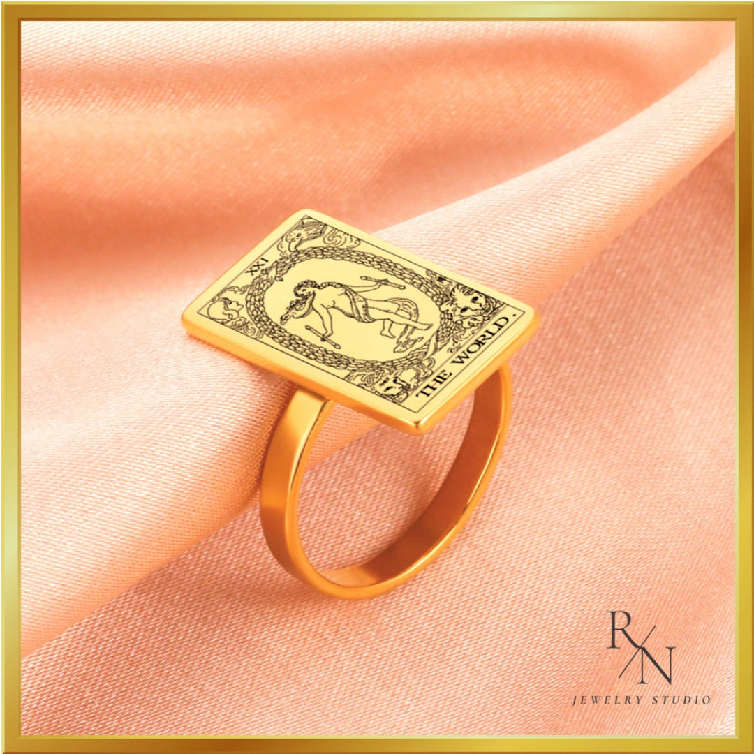 Gold Tarot Card Ring Tarot Ring Spiritual Jewelry Astrology Ring Tarot ...