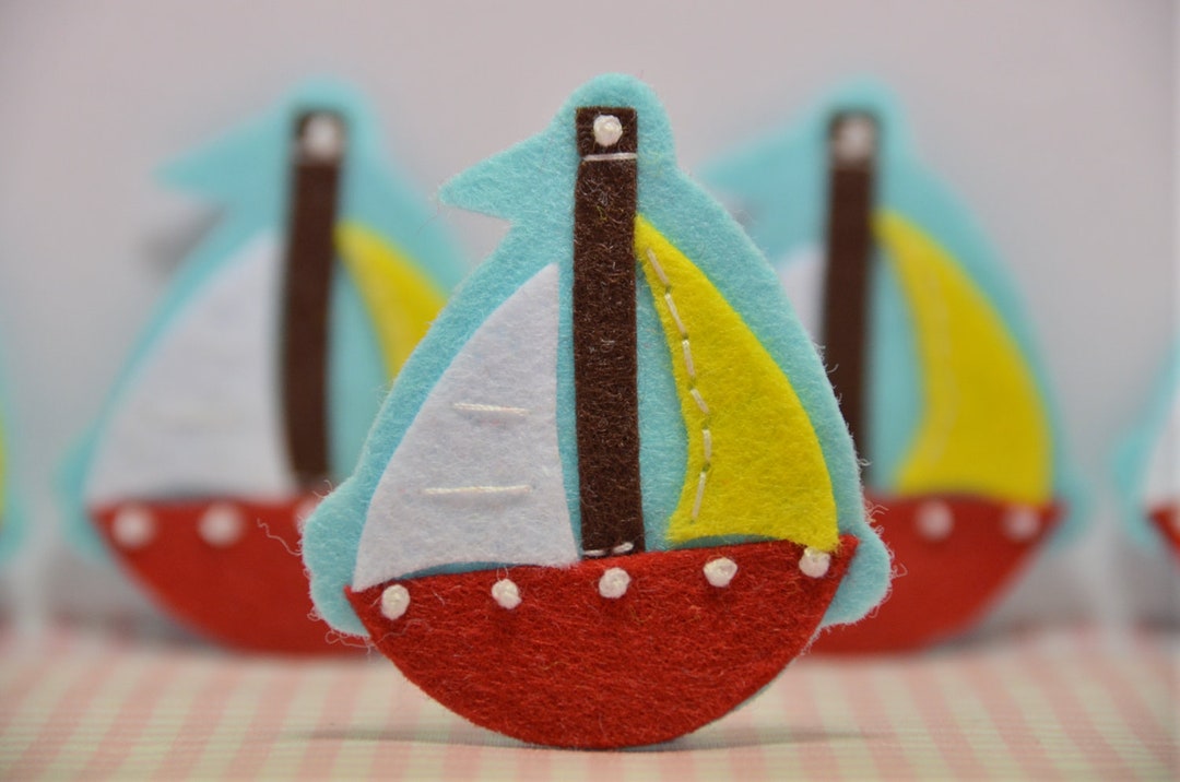 Set of 6pcs Handmade Felt Boat--blue/devil Red (FT944) - Etsy