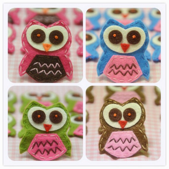 Set of 12pcs handmade felt owlmix colors FT775 | Etsy