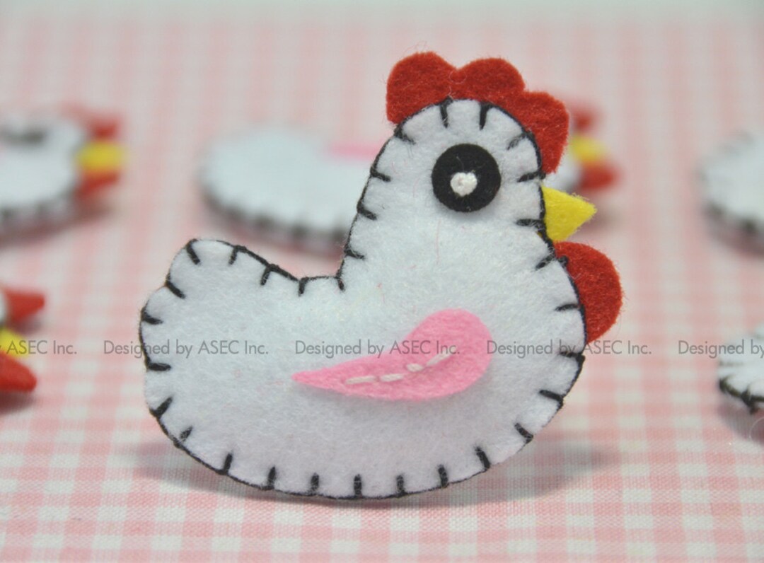 Set of 6pcs Handmade Felt Puffy Chicken--white (FT710) - Etsy