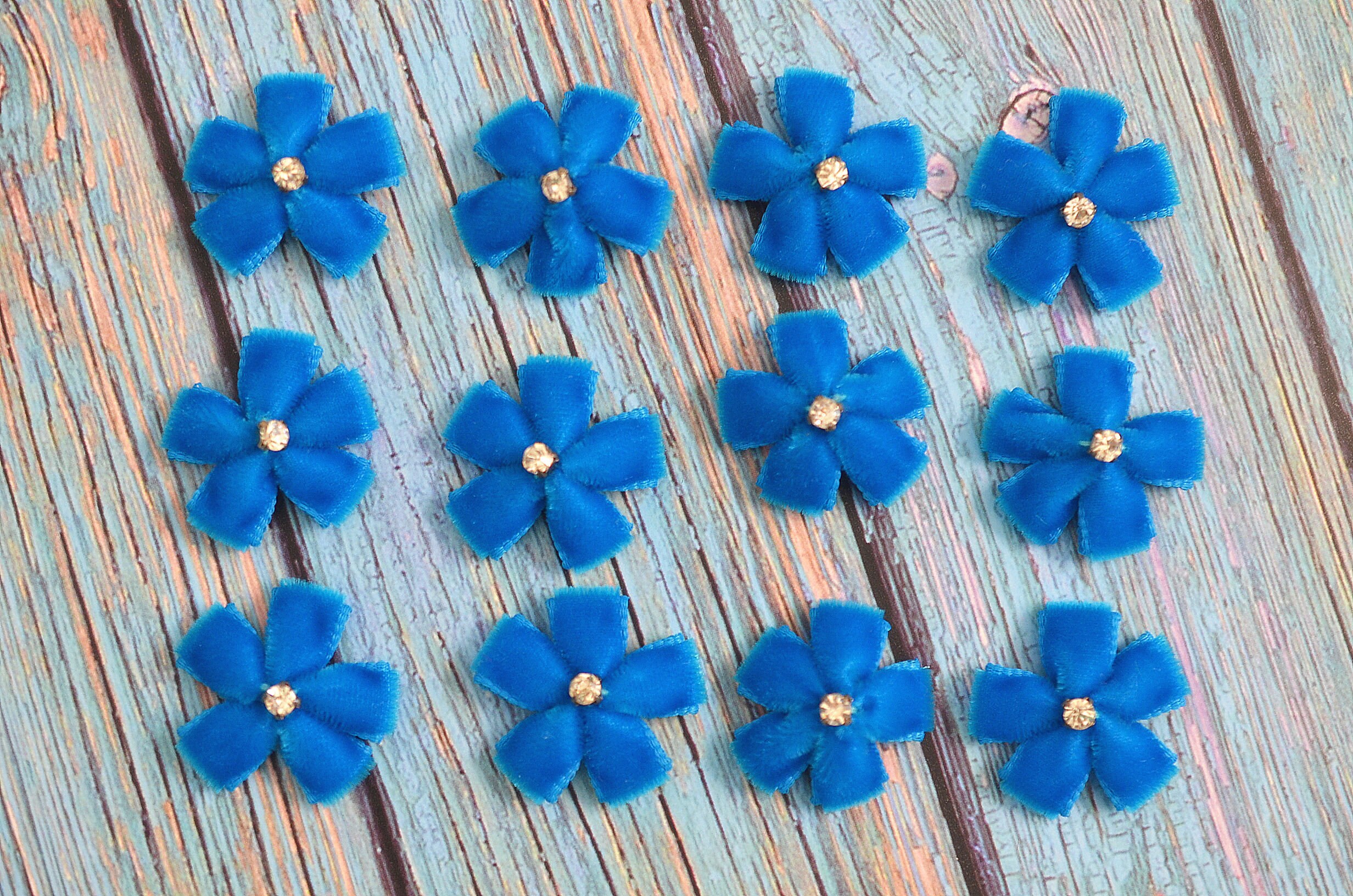 Set of 12pcs Handmade Velvet Flowerturquoise VT18 - Etsy