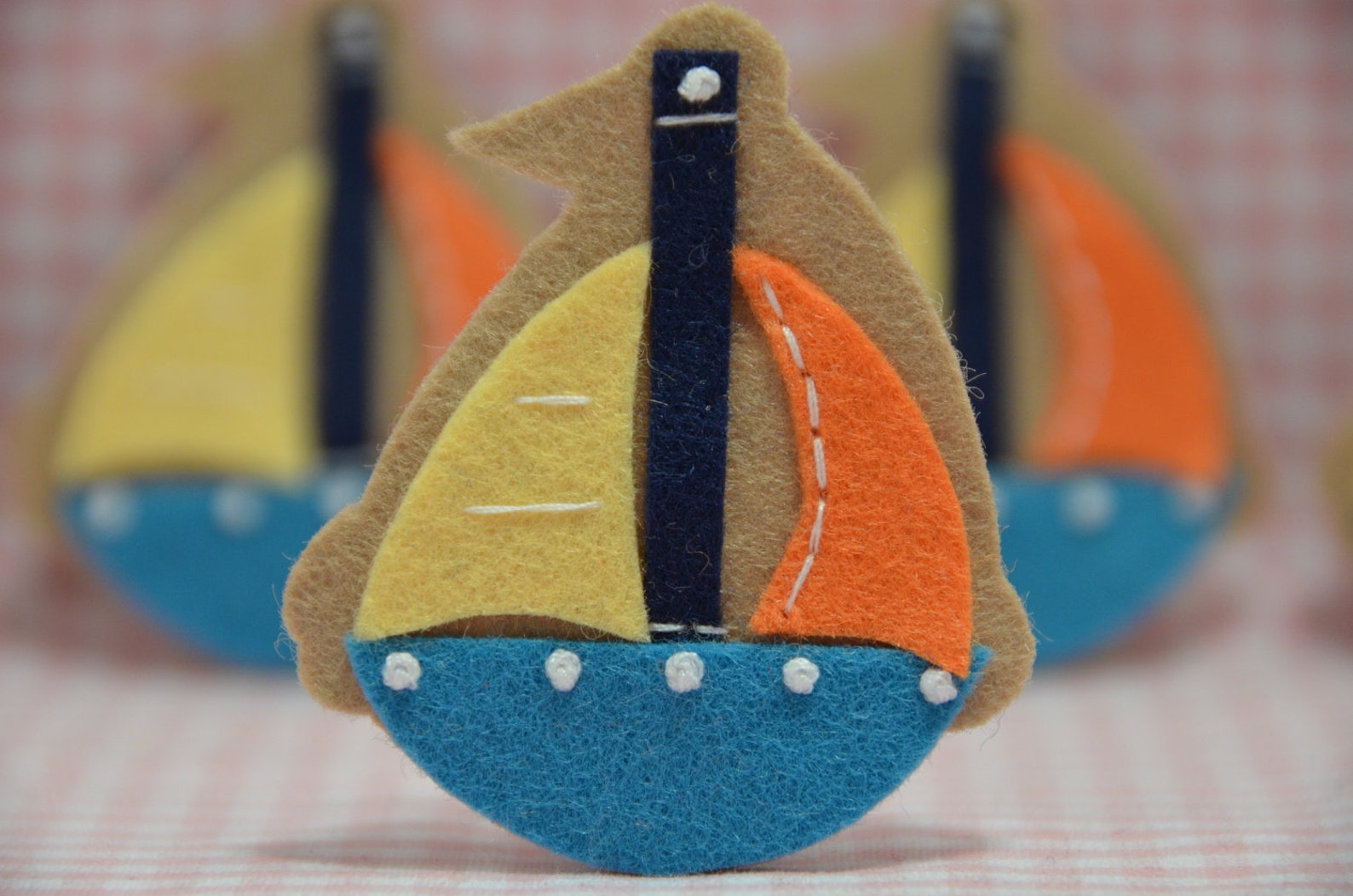 Set of 6pcs Handmade Felt Boatpecan Glow/vivid Turquoise - Etsy