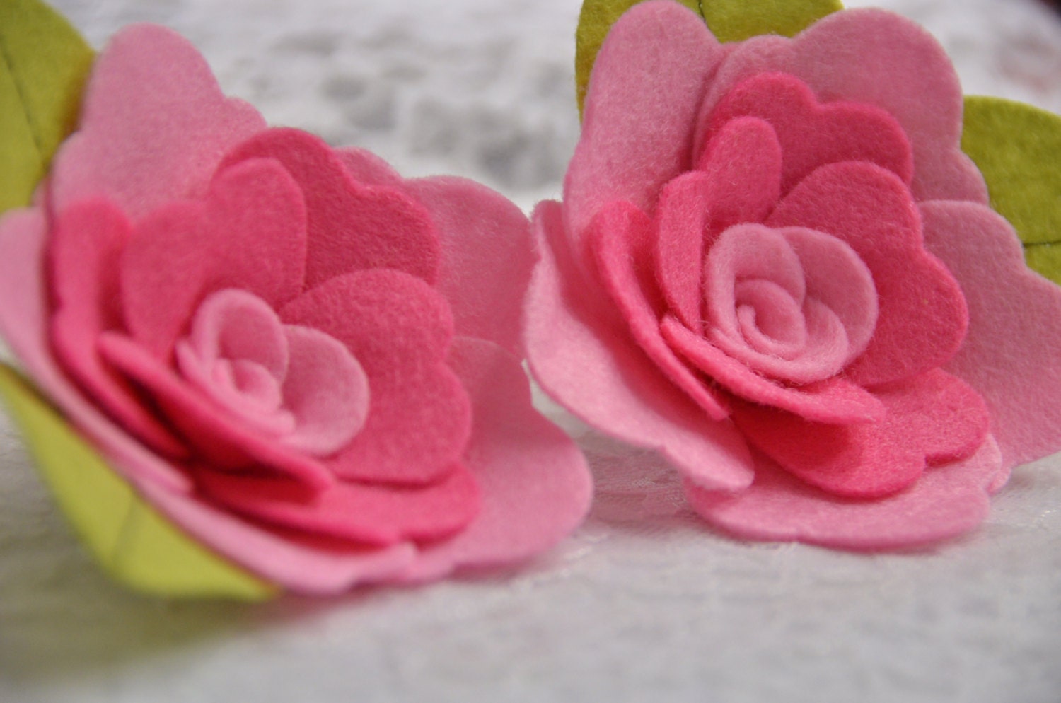 Set of 4pcs Handmade Felt Flower With Leavesdark Carnation - Etsy