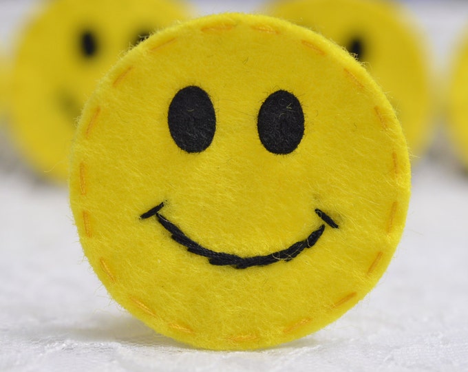 Set of 6pcs Handmade Felt Happy Face--yellow (FT989) - Etsy