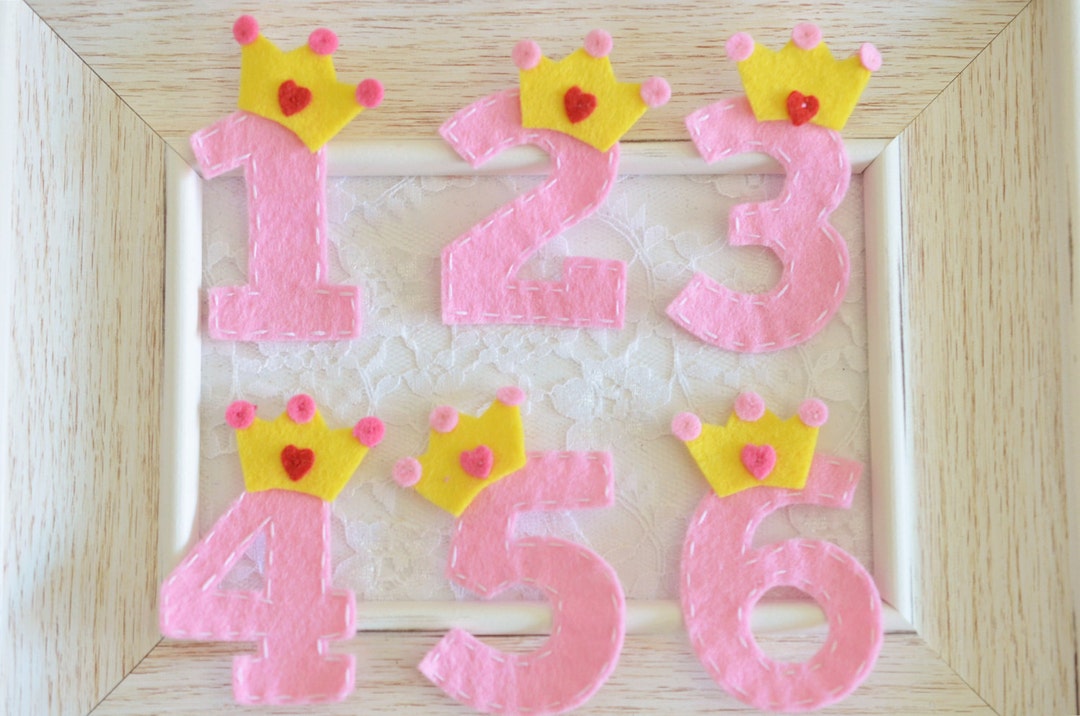 New! Set of 6pcs Handmade Felt Crown Birthday Numbers, Birthday Party ...