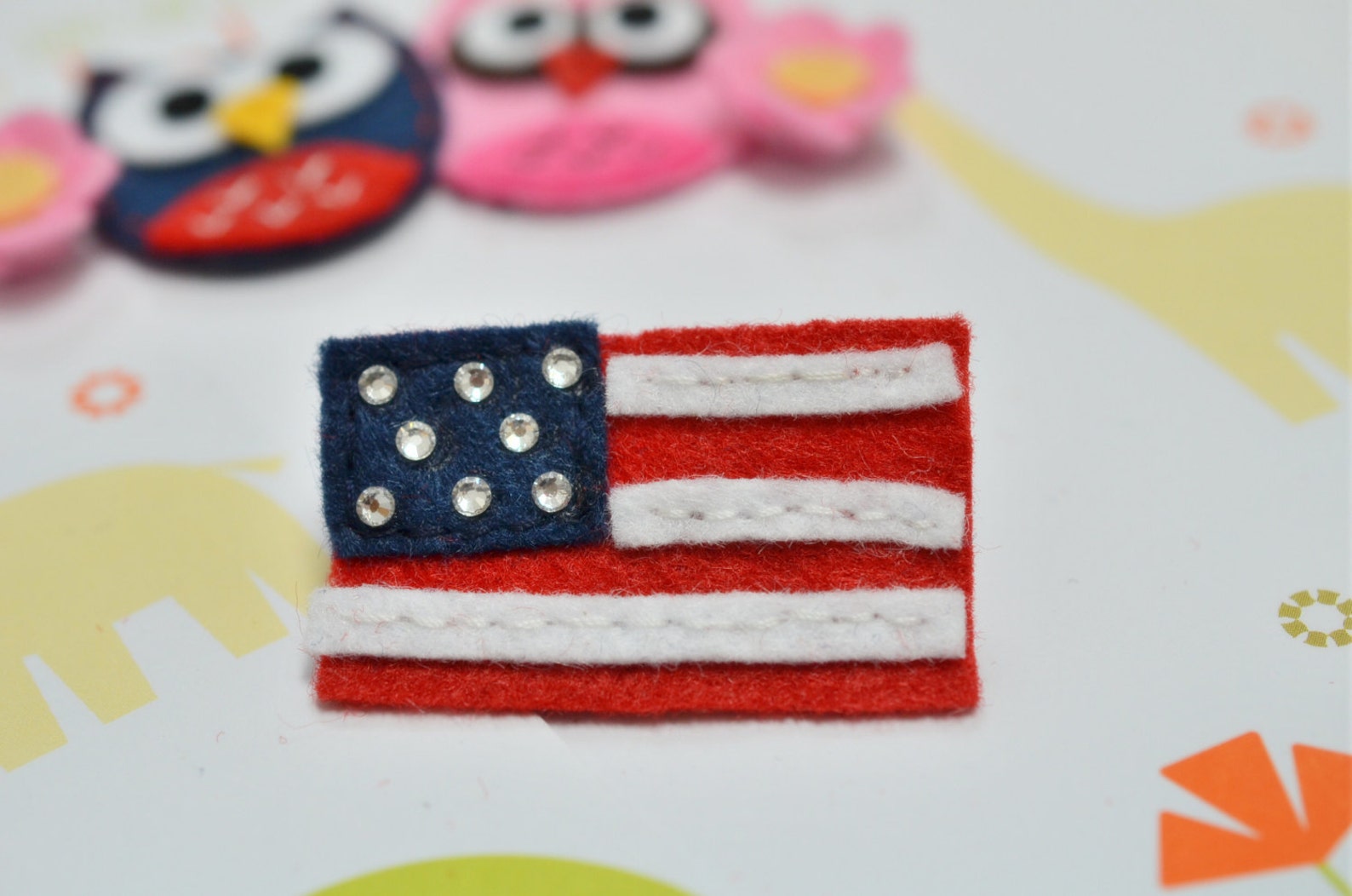 Set of 6pcs Handmade Felt American Flag W/ Swarovski Crystal - Etsy