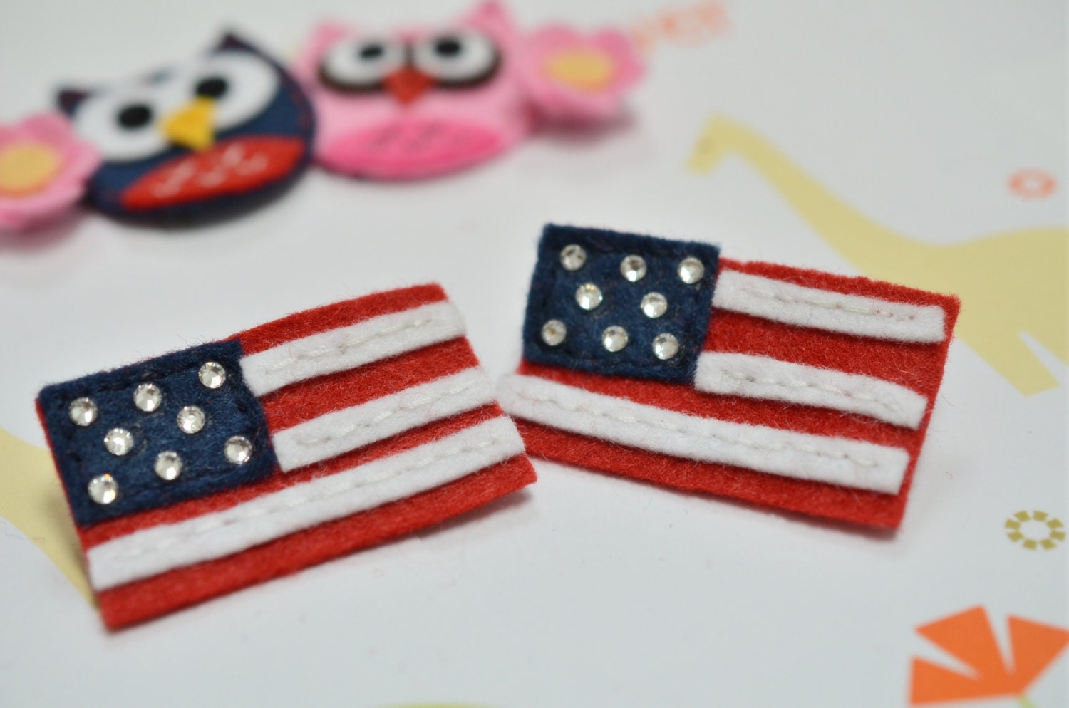 Set of 6pcs Handmade Felt American Flag W/ Swarovski Crystal - Etsy