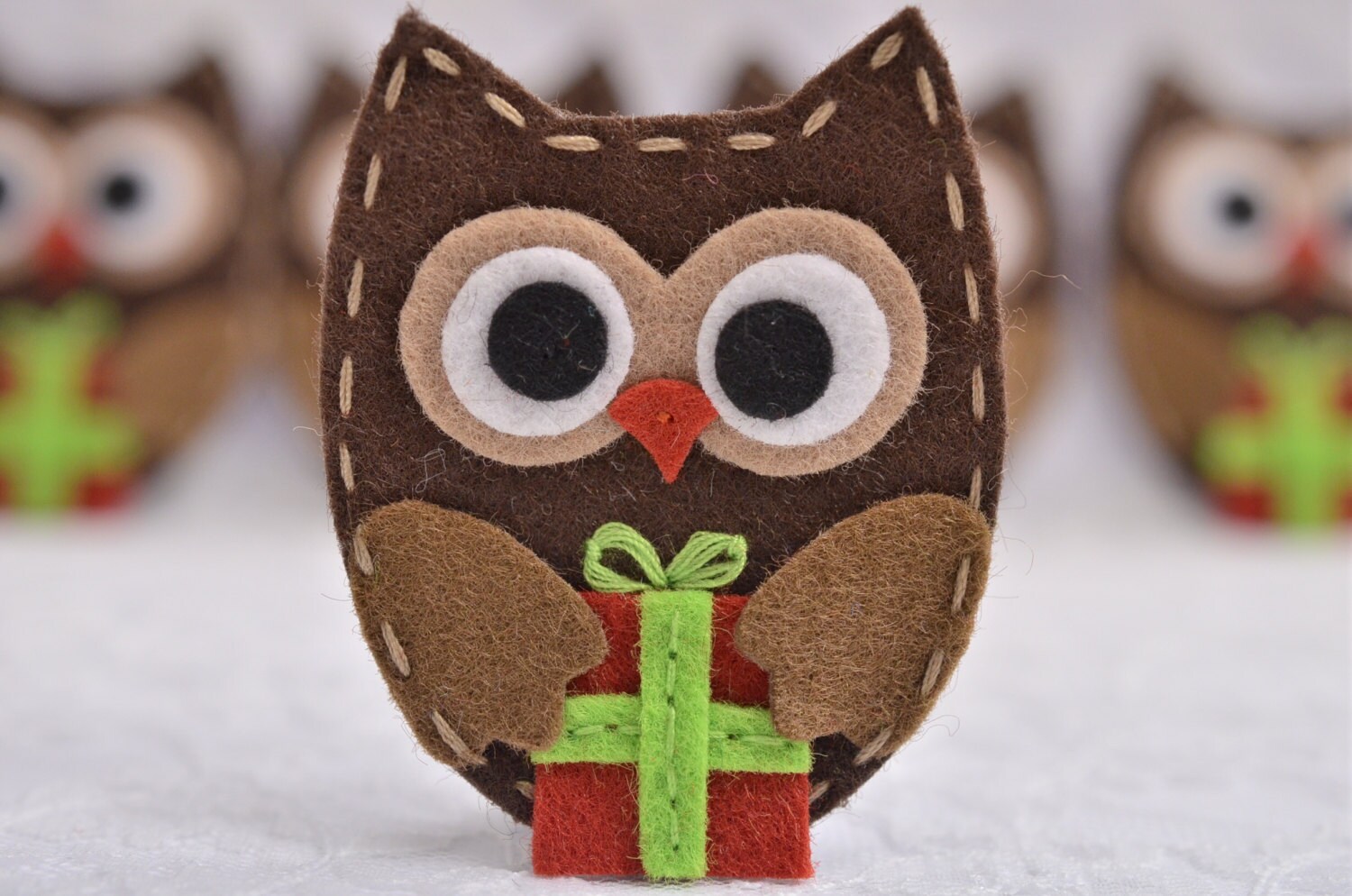 Set of 6pcs Handmade Felt Christmas Owlsdark Brown FT980 - Etsy