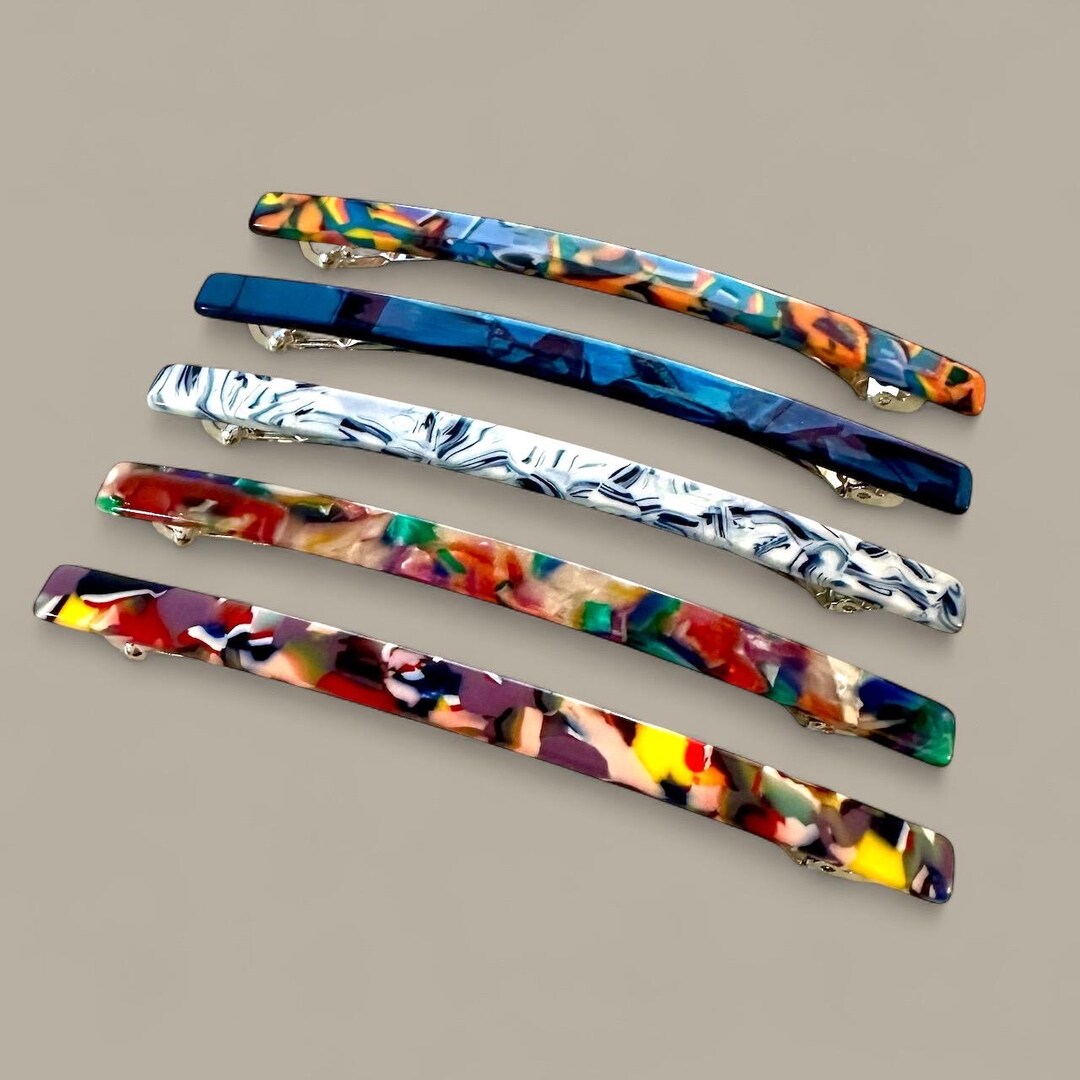 French Vintage Long Bar Hair Clip – Minimalist Spring Barrette for Half ...