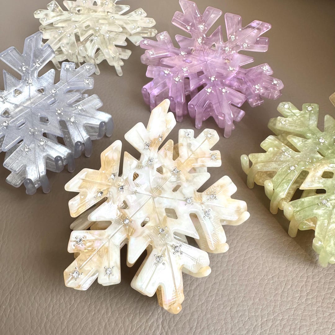 Luxury Snowflake Acetate Hair Claw Clip – Rhinestone Studded, Hollow Design for Elegant Updos ...