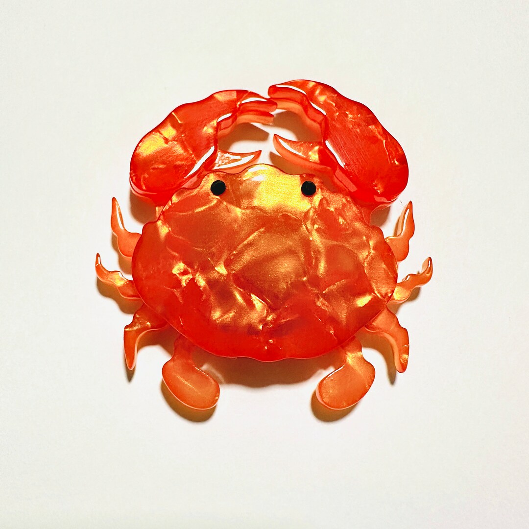Handmade Crab Brooch/acrylic Crab Brooch/laser Cut Acrylic/crab/gift ...