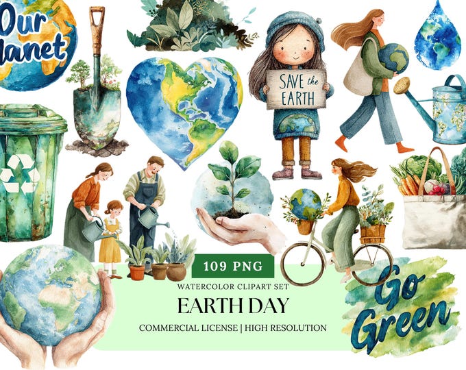 EARTH Clipart, Earth Day Clipart, Recycle Clipart, Commercial Use ...