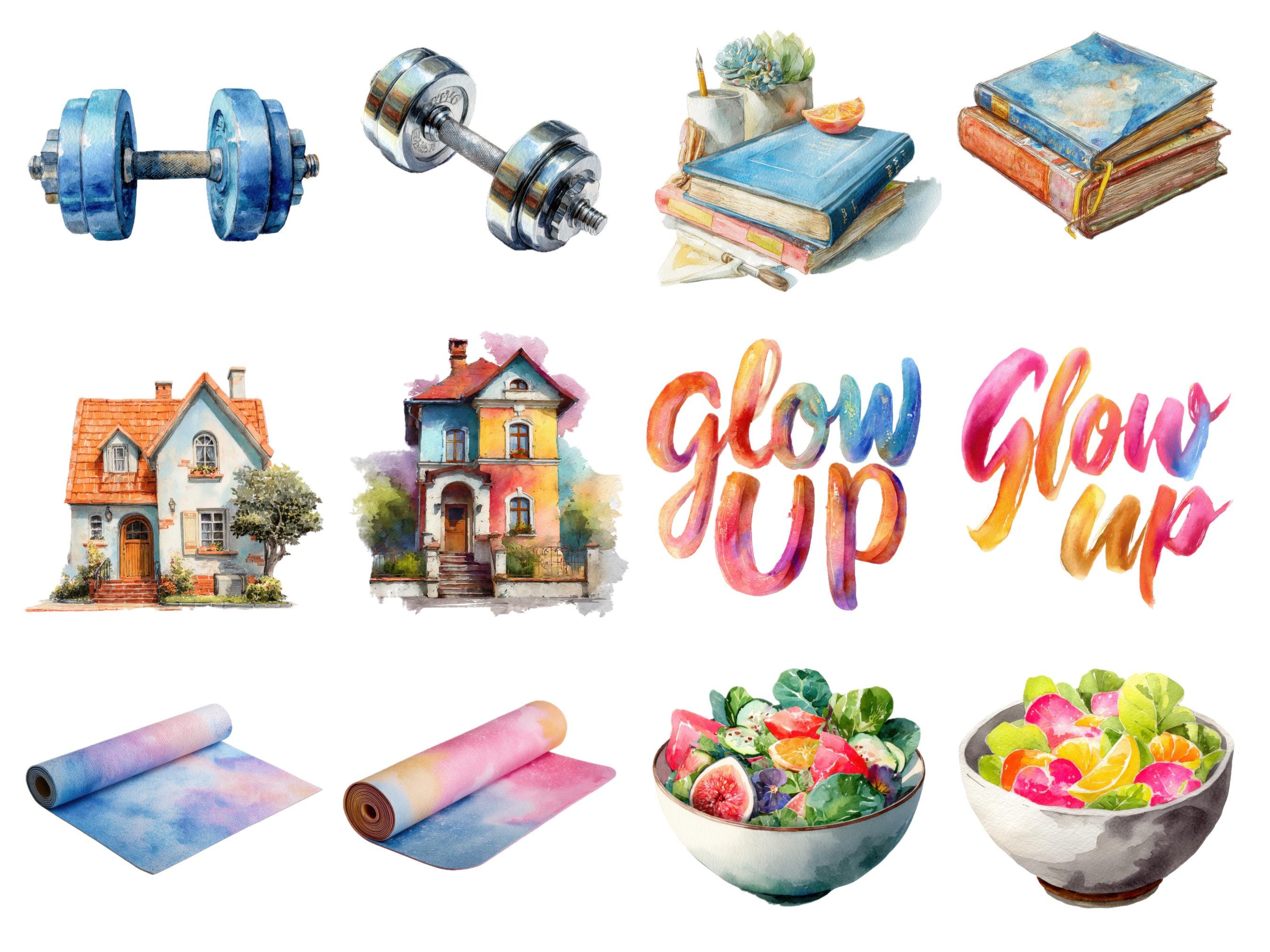 New Year Vision Board Watercolor Clipart Set | Goal Planner ...