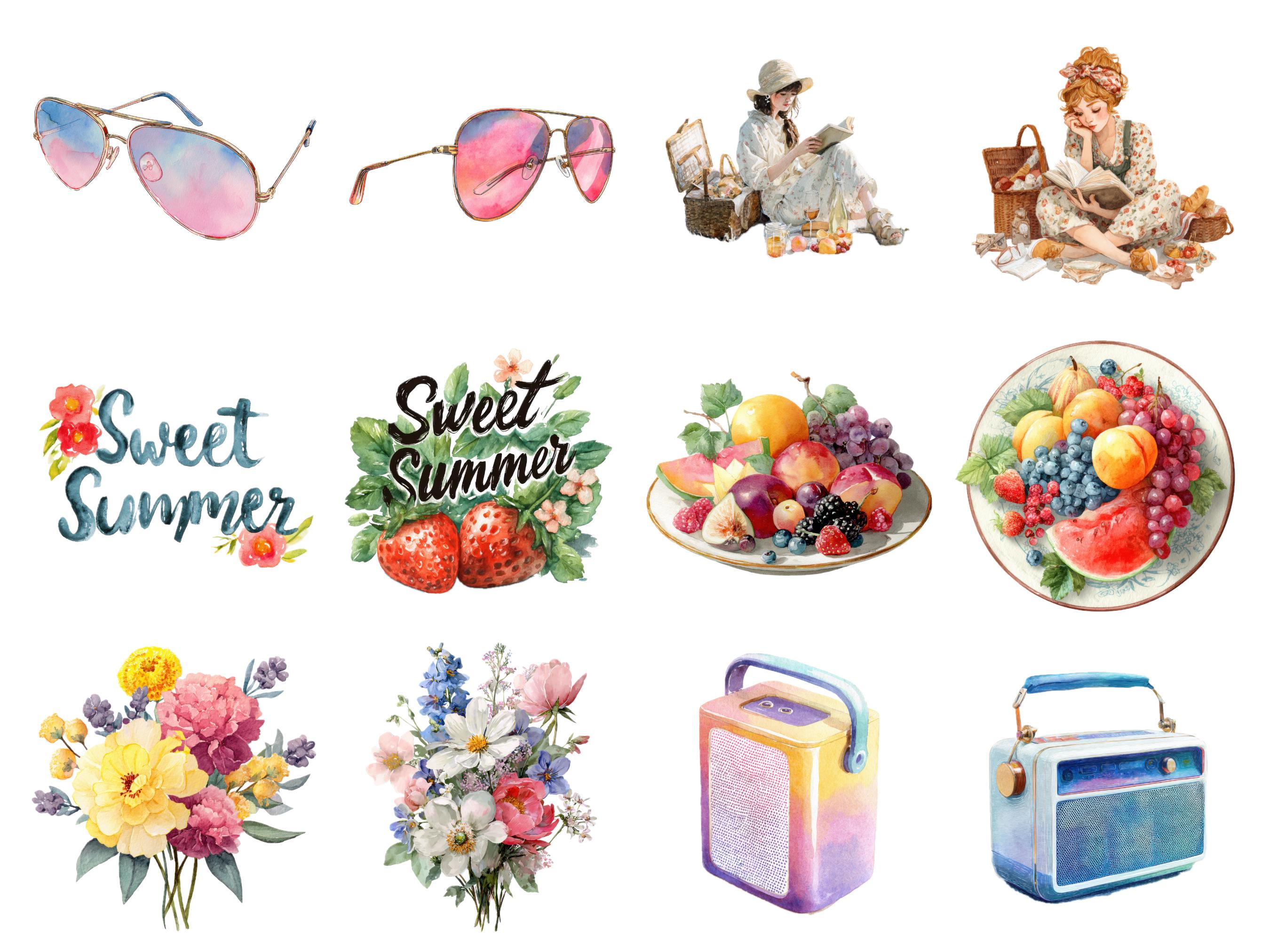 Picnic Day Watercolor Clipart Set | Cozy Food Picnic Blanket Basket ...