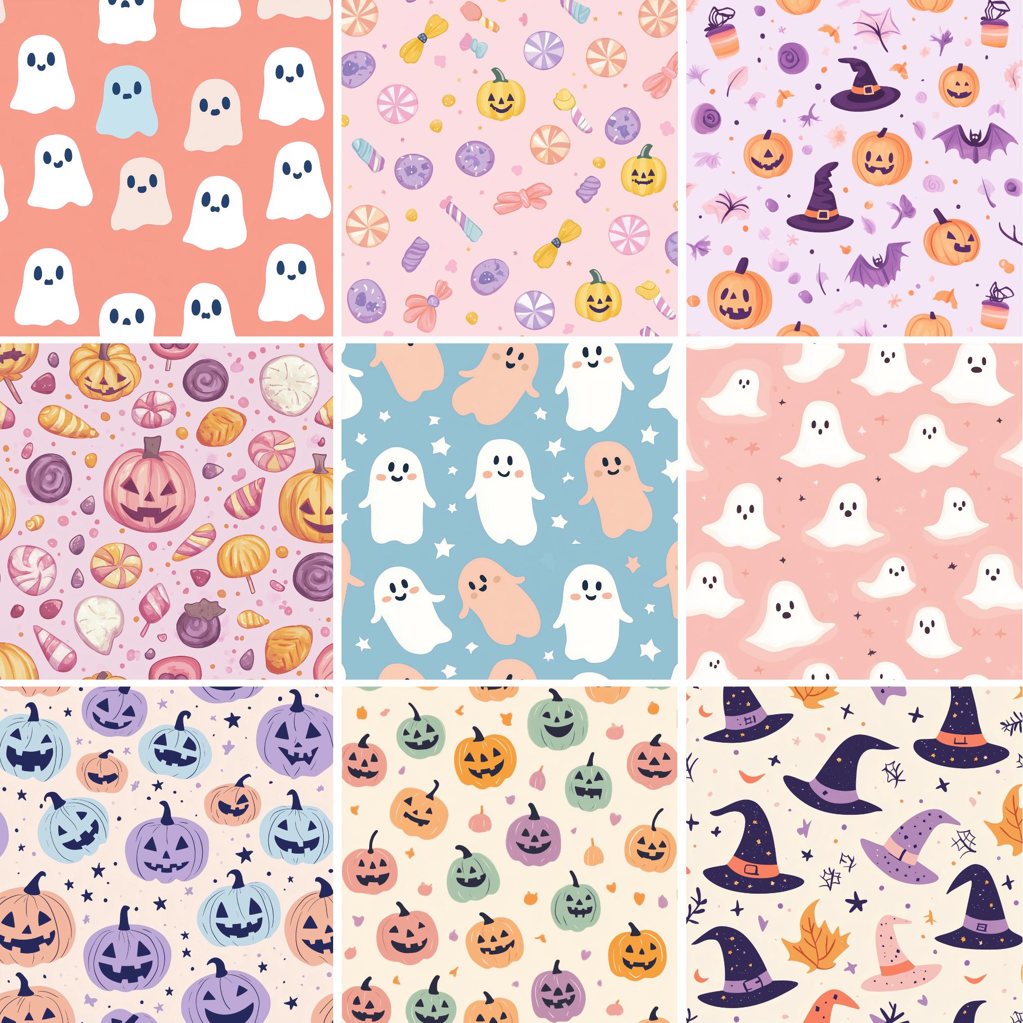 Halloween Pastel Digital Paper Pack Cute Spooky Backgrounds Pastel ...