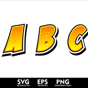 Hero Comic Alphabet and Bubbles Cartoon Alphabet Clipart SVG for Cricut ...