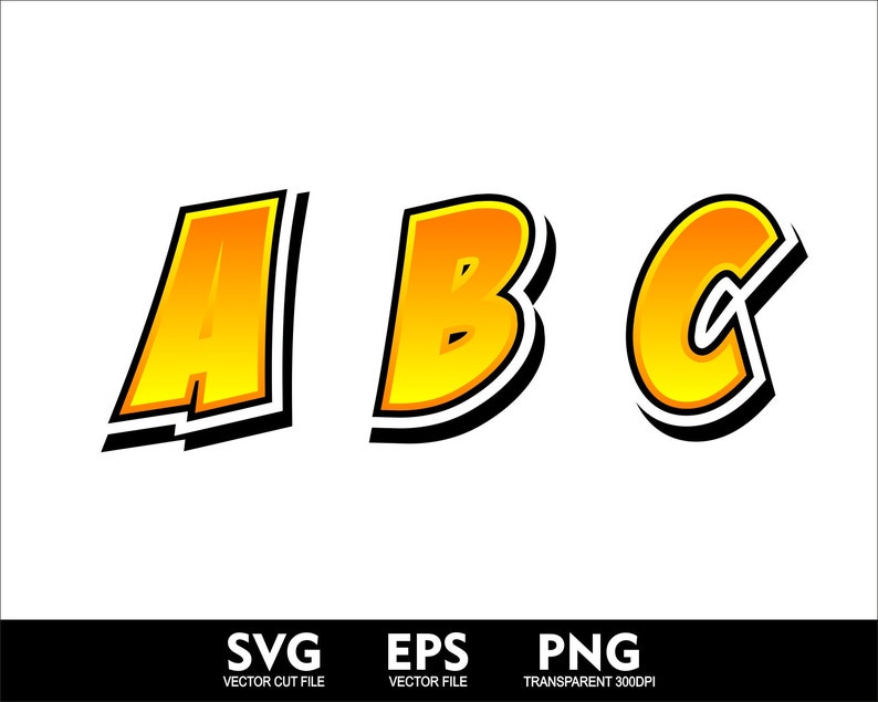 Hero Comic Alphabet and Bubbles Cartoon Alphabet Clipart SVG for Cricut ...