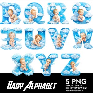 Baby Alphabet Blue Baby Font PNG Party Letters and Numbers for ...