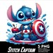 5 PNG Hero Stitch Captain Splash and Watercolor Transparent PNG File ...