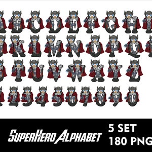 Super Hero Alphabet PNG Avanger Font Bundle 5 Set Super Hero Letter ...