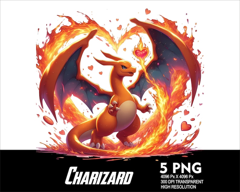 5 PNG Charizard Splash and Watercolor Transparent Png File for ...
