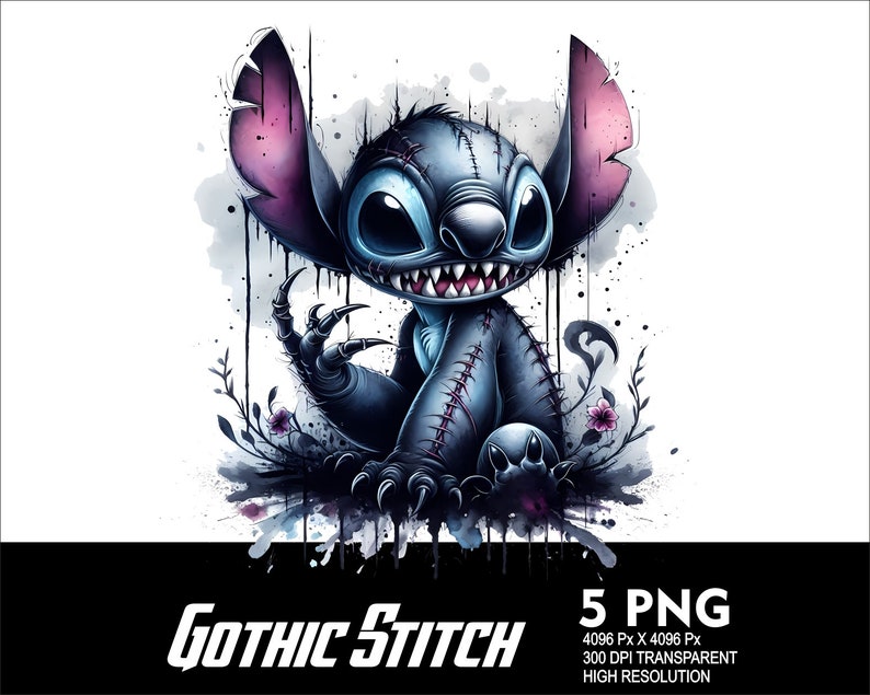 5 PNG Gothic Stitch PNG Dark Stitch Design Splash and Watercolor ...