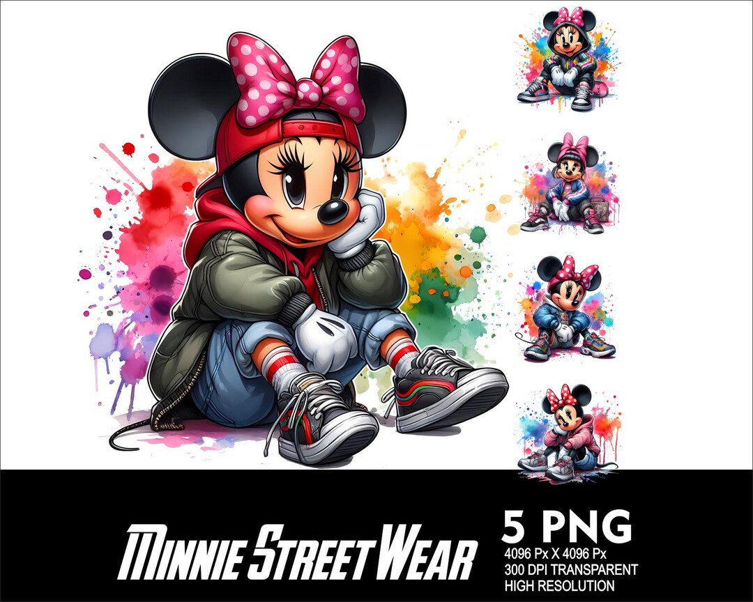 5 PNG Streetwear Minnie Png Girl Mouse Watercolor Splash Png ...
