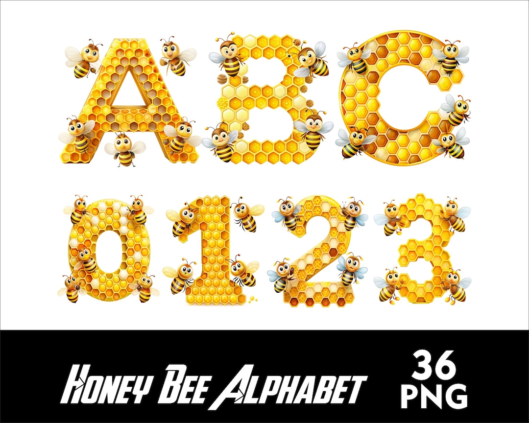 Honey Bee Alphabet Kids Alphabet Png Cute Bee Letters Birthday Alphabet ...