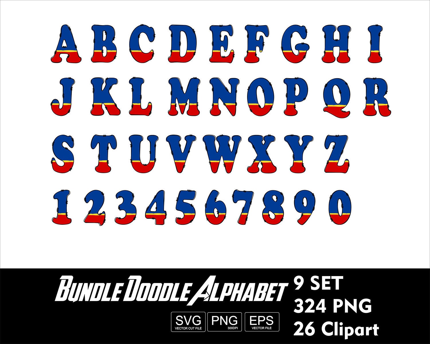 Superhero Alphabet Svg Png Bundle 9set Avanger Super Hero Letters Super ...