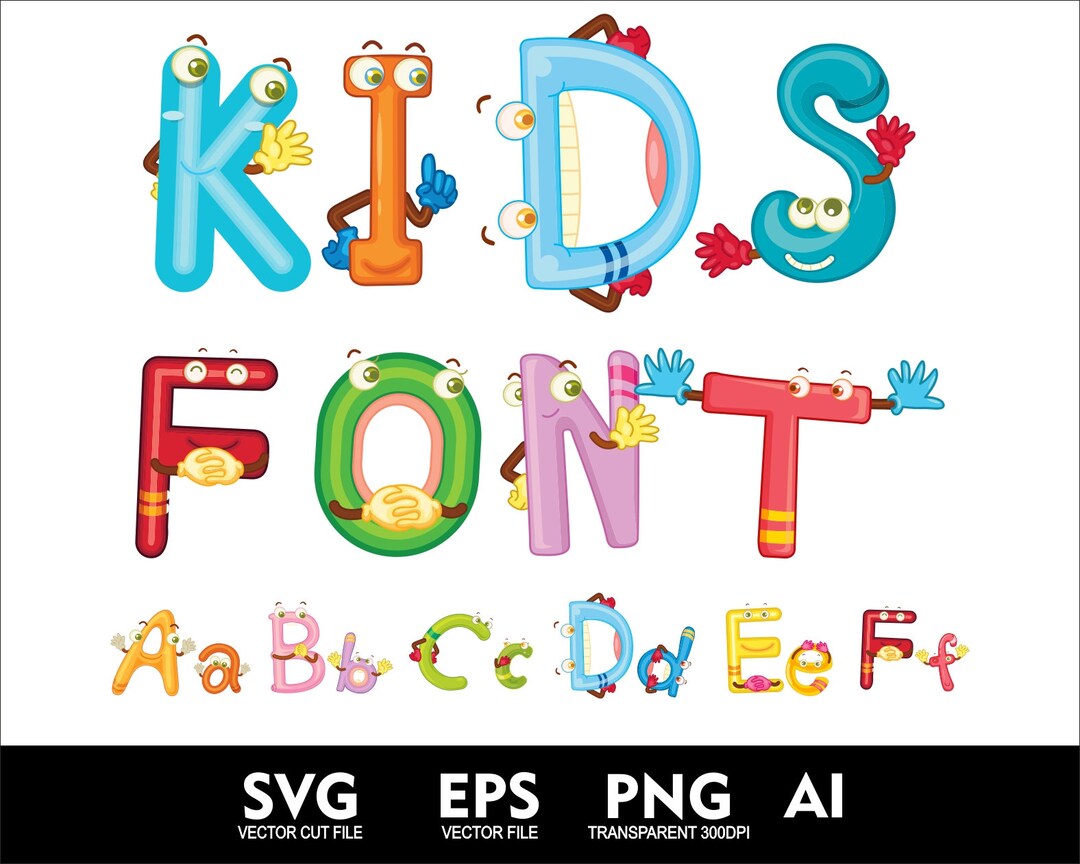Cute Characters Alphabet Kids Font Cartoon Letter Svg Cute Characters ...