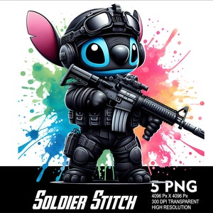 5 PNG Soldier Stitch Splash and Watercolor Transparent PNG File for ...