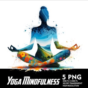 5 PNG Woman Yoga Meditation Art Mindfulness Design Splash Transparent ...