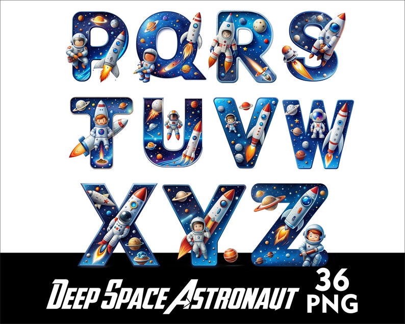 Deep Space Astronaut Alphabet Space Font Deepspace Letters Png ...