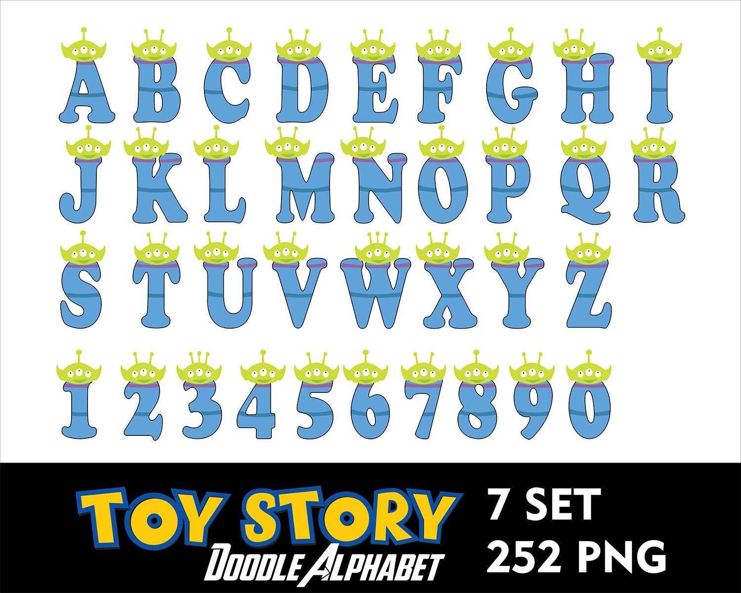 Toy Story Alphabet Letter 7 Set Bundle Toys Story Doodle Font Png ...