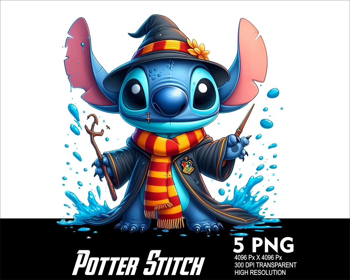 5 PNG Potter Stitch Splash and Watercolor Transparent PNG File for ...
