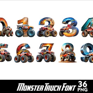 Monster Truck Alphabet Font PNG Monster Truck Letters and Numbers for ...