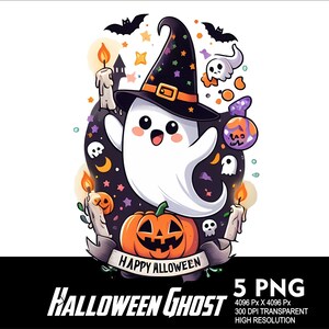 5 PNG Halloween Ghost Splash Spooky Design Transparent PNG File for ...