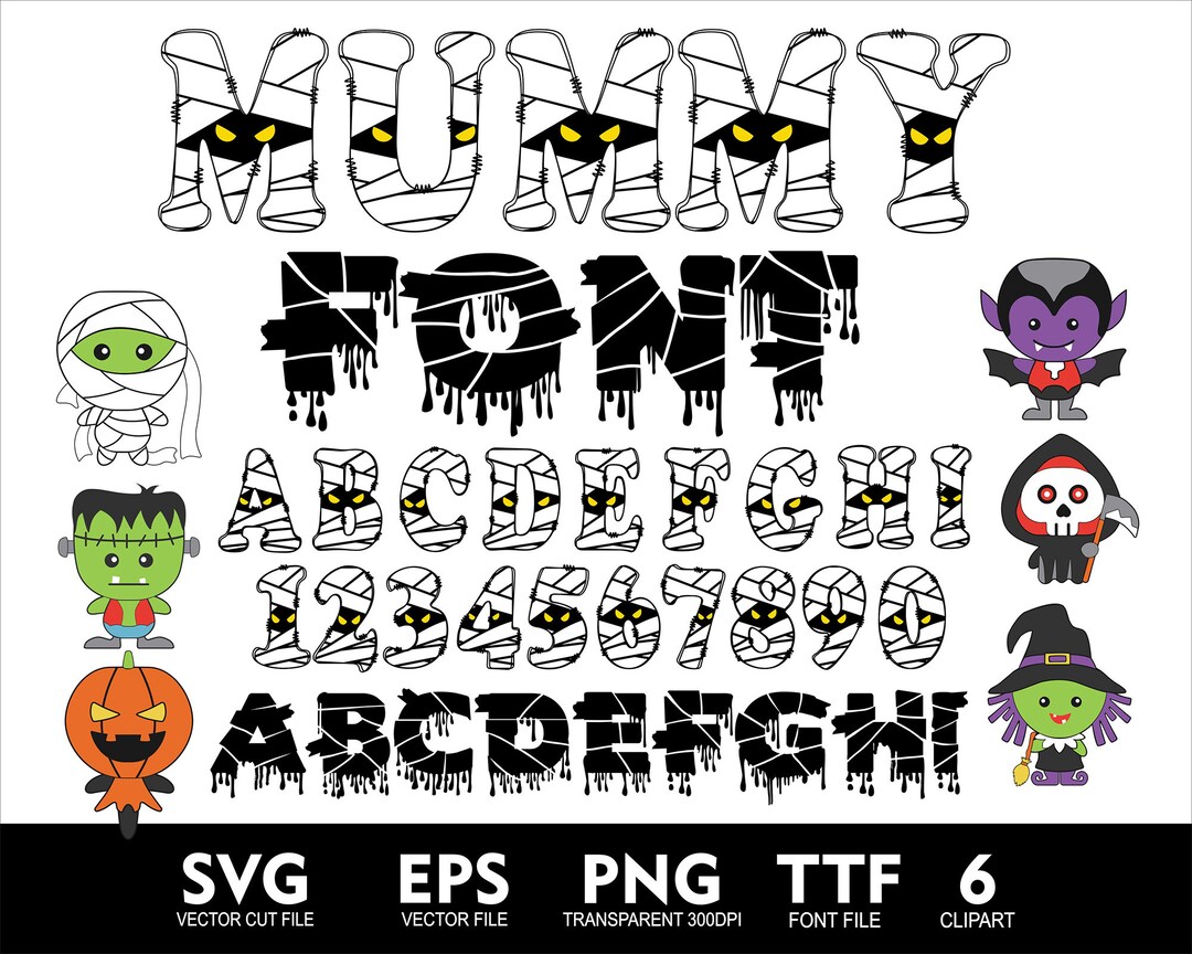Halloween Mummy Font Halloween Doodle Letters Halloween Mummy Alphabet ...