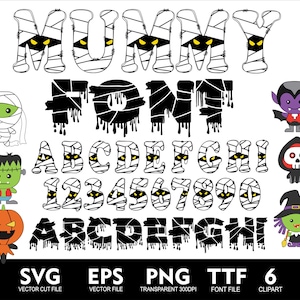 Halloween Mummy Font Halloween Doodle Letters Halloween Mummy Alphabet ...