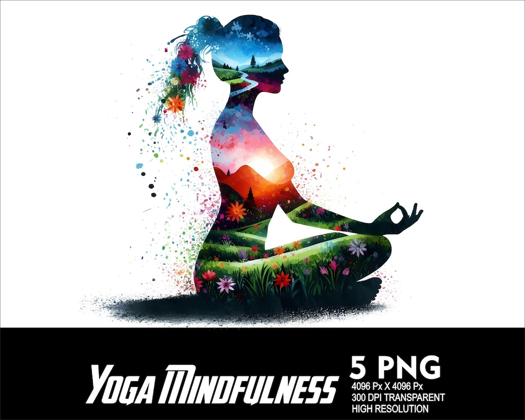 5 PNG Woman Yoga Meditation Art Mindfulness Design Splash Transparent ...