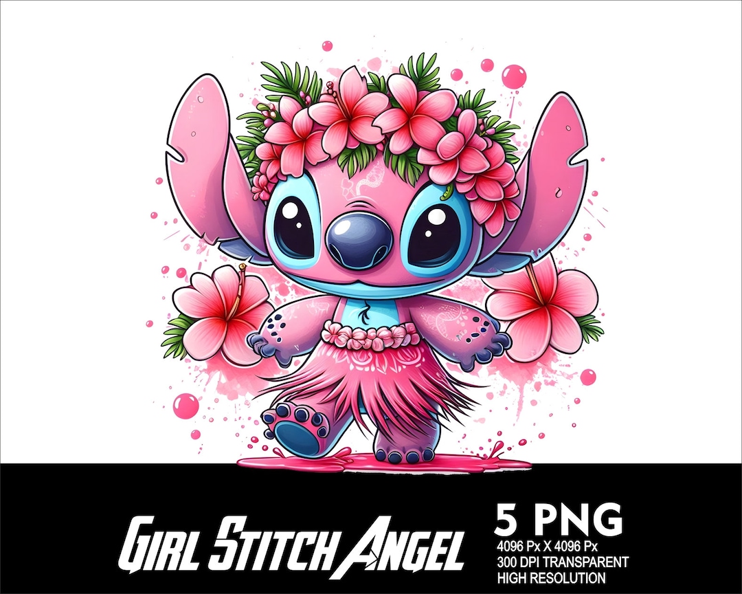 5 PNG Girl Stitch Angel Splash and Watercolor Transparent PNG File for ...