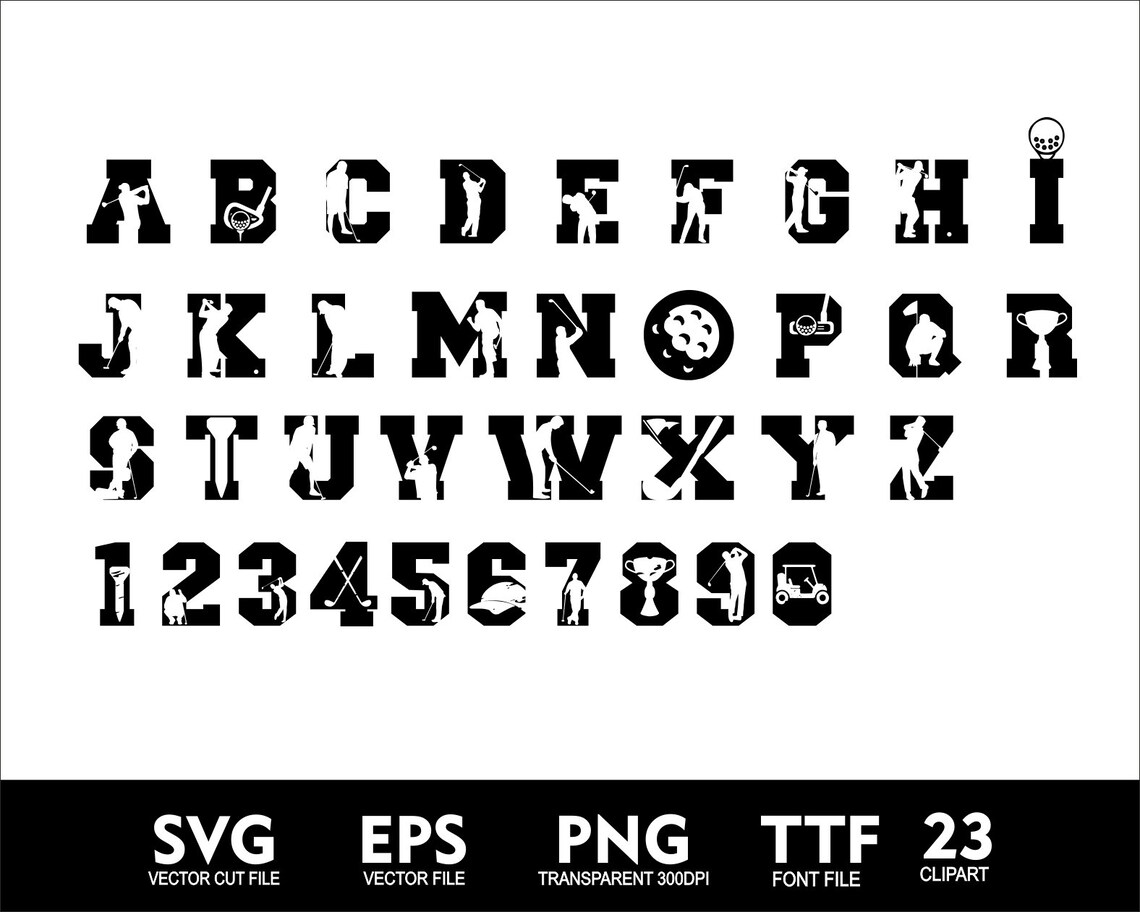 Golf SVG Letters and Numbers Golf Font for Cricut Svg Cut File Sport ...